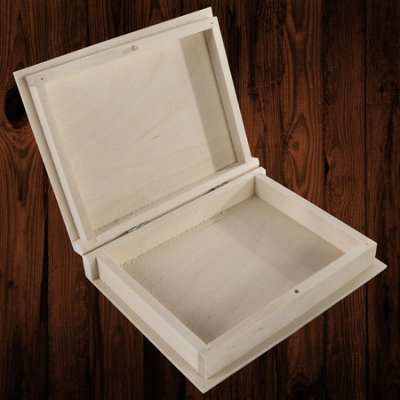 Woodeedoo Shallow Wooden Decorative Book-Shaped Slim Storage Box ...