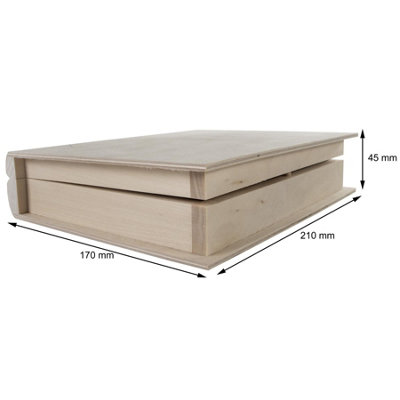 Woodeedoo Shallow Wooden Decorative Book-Shaped Slim Storage Box ...