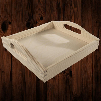Woodeedoo Small Square Wooden Serving Tray with Curved Handles in ...