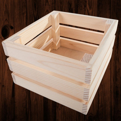 Woodeedoo Small Wooden Storage Crate Rustic Natural Pine Display Shelf ...