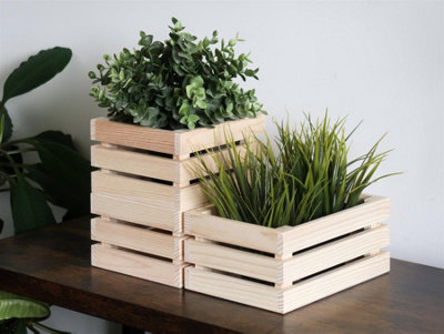 Woodeedoo Small Wooden Storage Crate Rustic Natural Pine Display Shelf ...