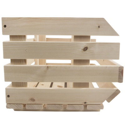 Woodeedoo Stackable Slatted Wooden Crate Natural Pine Storage Box for ...