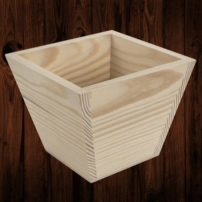 Woodeedoo Unfinished Wooden Small Cylindrical Herb Planter Pot for ...