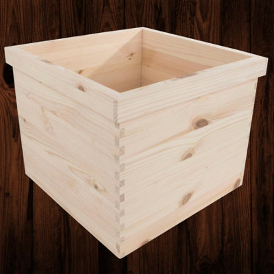 Woodeedoo Unfinished Wooden Square Herb Planter Box with Decorative Rim ...