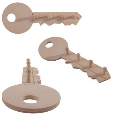 Woodeedoo Wall Mounted Wooden Key Hooks Key Shaped Key Holder Entryway ...