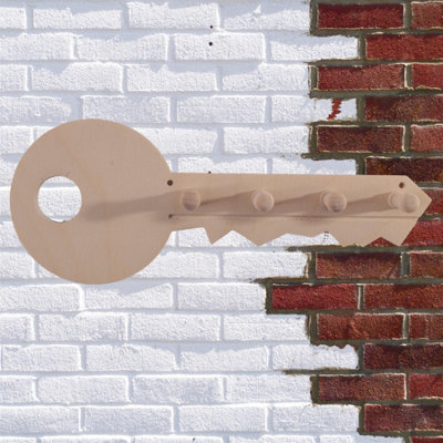 Woodeedoo Wall Mounted Wooden Key Hooks Key Shaped Key Holder Entryway ...