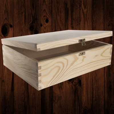 Woodeedoo Wooden A4 Storage Box with Hinged Lid and Clasp for Paper ...