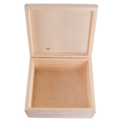 Woodeedoo Wooden Box with Hinged Lid Small Rectangular Pine Storage for ...