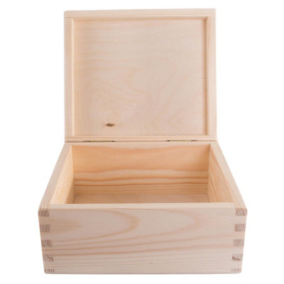 Woodeedoo Wooden Box with Hinged Lid Small Rectangular Pine Storage for ...