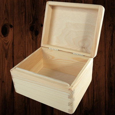 Woodeedoo Wooden Storage Box with Lid Unfinished Pine Craft Gift ...