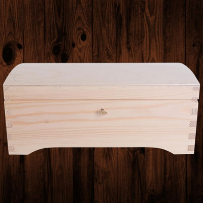 Woodeedoo Wooden Treasure Chest Box with Hinged Lid and Key Lock for ...