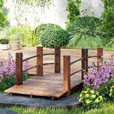 Wooden Arc Garden Bridge Outdoor Pond Walkway