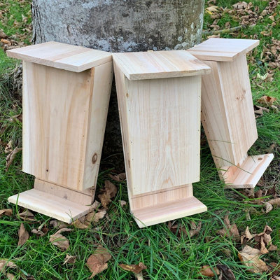 Wooden Bat Box House Rooster Nest with Landing Perch (Set of 3)