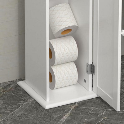 Wooden Bathroom Storage Unit with Toilet Roll Cabinet, Tissue Paper ...