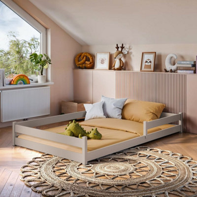 Wooden Bed Zofia EU Small Double - Floor-Hugging Cashmere Pine, Soft ...