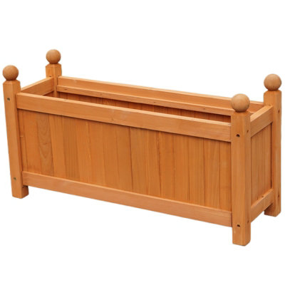 Wooden Brown Rectangular Planter Garden Flower Display Box Plant Pot ...