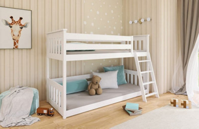 Wooden Bunk Bed Kevin with Bonnell Mattresses in White W1980mm x ...