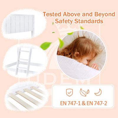 Wooden Bunk Bed, Loft Bed with Ladder and Guard Rail, Mid-Sleeper Cabin ...