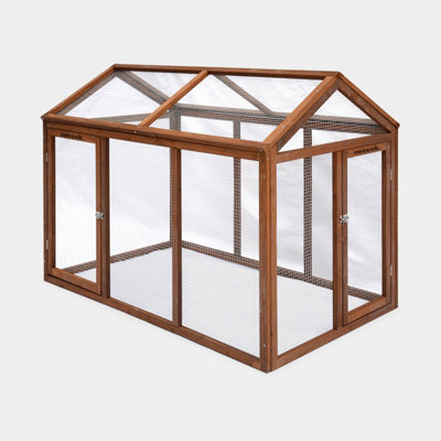 WOODEN CHICKEN RUN FOR 3 CHICKENS NATURAL - SWEEEK
