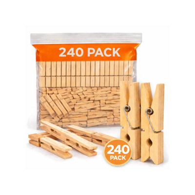 Wooden Clothes Pegs 240 Pack Strong Laundry Pegs for Washing Line ...