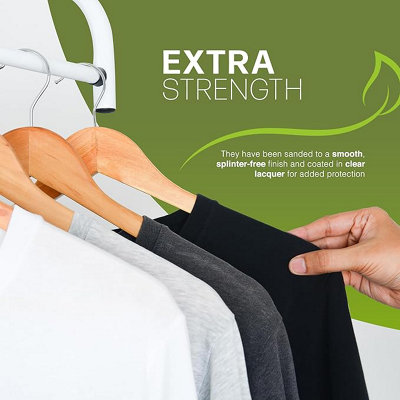 Wooden Coat & Clothes Hangers, Strong Natural Wood Garment Hangers for ...