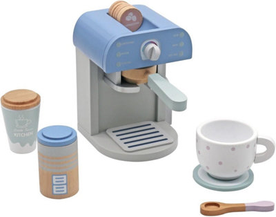 WOODEN COFFEE MACHINE BARISTA PLAY SET FOR KIDS PRETEND KITCHEN TOY ...