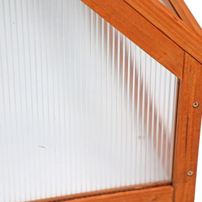 Wooden Cold Frame Greenhouse Polycarbonate Grow House Garden Planter