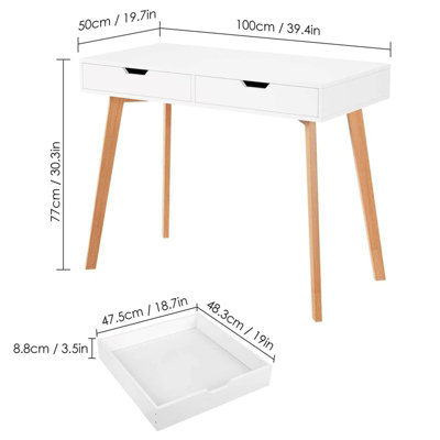 WOODEN COMPUTER DESK DRESSING TABLE HOME OFFICE STUDY BEDROOM WITH ...