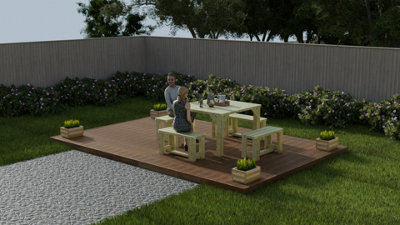 Wooden decking kit - complete self-assembly DIY kit (2.4m x 3.6m ...