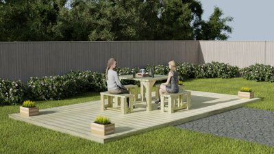 Wooden decking kit - complete self-assembly DIY kit (2.4m x 4.8m, light ...