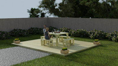 Wooden decking kit - complete self-assembly DIY kit (3m x 3.6m, light ...