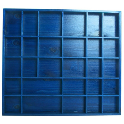 Wooden Display Shelf Blue Gloss with 28 Compartments Wall Mounted ...