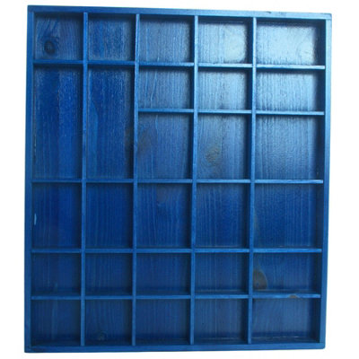 Wooden Display Shelf Blue Gloss with 28 Compartments Wall Mounted ...