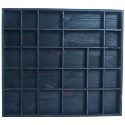 Wooden Display Shelf Dark Grey Satin with 28 Compartments Wall Mounted ...
