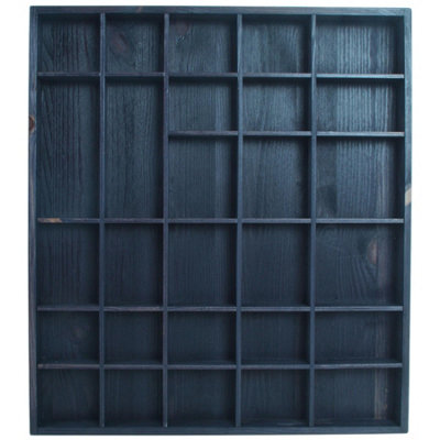 Wooden Display Shelf Dark Grey Satin with 28 Compartments Wall Mounted ...