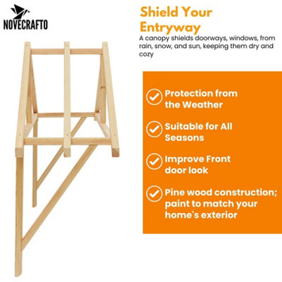 Wooden Door Canopy Outdoor Frame H 155cm x L 164cm, Apex Porch Canopy ...