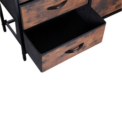 WOODEN Effects Chest Of Drawers With Metal Frame, 5 Large Deep Fabric ...