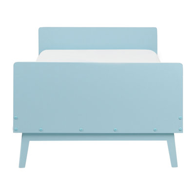 Wooden EU Single Size Bed Light Blue BONNAC