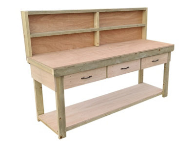 Wooden Eucalyptus hardwood top workbench, tool cabinet with drawers (V ...