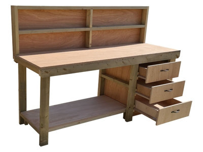 Wooden Eucalyptus top tool cabinet workbench with storage shelf (V.7 ...