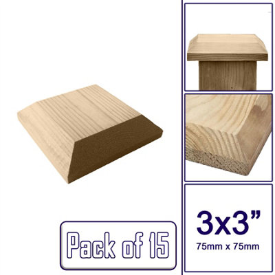 Wooden Fence Post Cap Capping Protection for 3" x 3" (75mm x 75mm ...