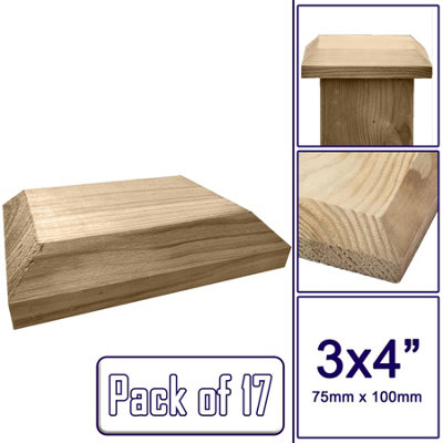 Wooden Fence Post Cap Capping Protection for 3" x 4" (75mm x 100mm ...