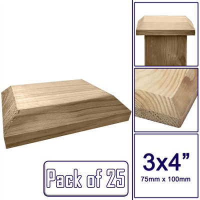 Wooden Fence Post capping Capping Protection for 3" x 4" (75mm x 100mm ...