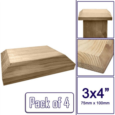 Wooden Fence Post capping Capping Protection for 3" x 4" (75mm x 100mm ...
