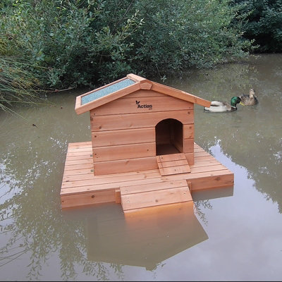 Wooden Floating Duck House Platform Wood Nesting Pond