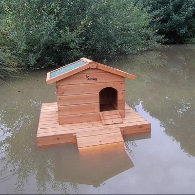 Wooden Floating Duck House Platform Wood Nesting Pond