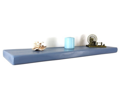 Wooden Floating Shelf 175mm Nordic Blue Length of 200cm | DIY at B&Q