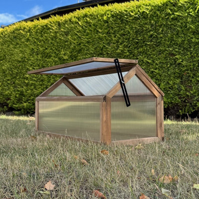 Wooden Framed Polycarbonate Apex Cold Frame Growhouse Mini Greenhouse ...