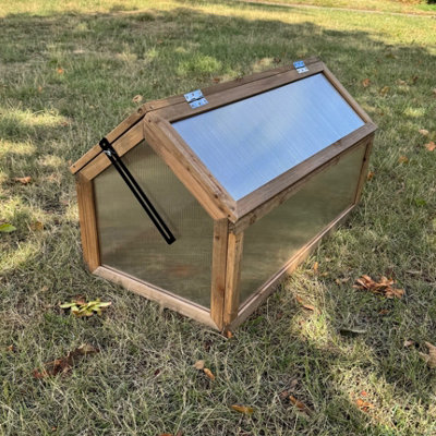 Wooden Framed Polycarbonate Apex Cold Frame Growhouse Mini Greenhouse ...