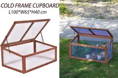 Wooden Framed Polycarbonate Cold Frame Greenhouse Rectangular Mini